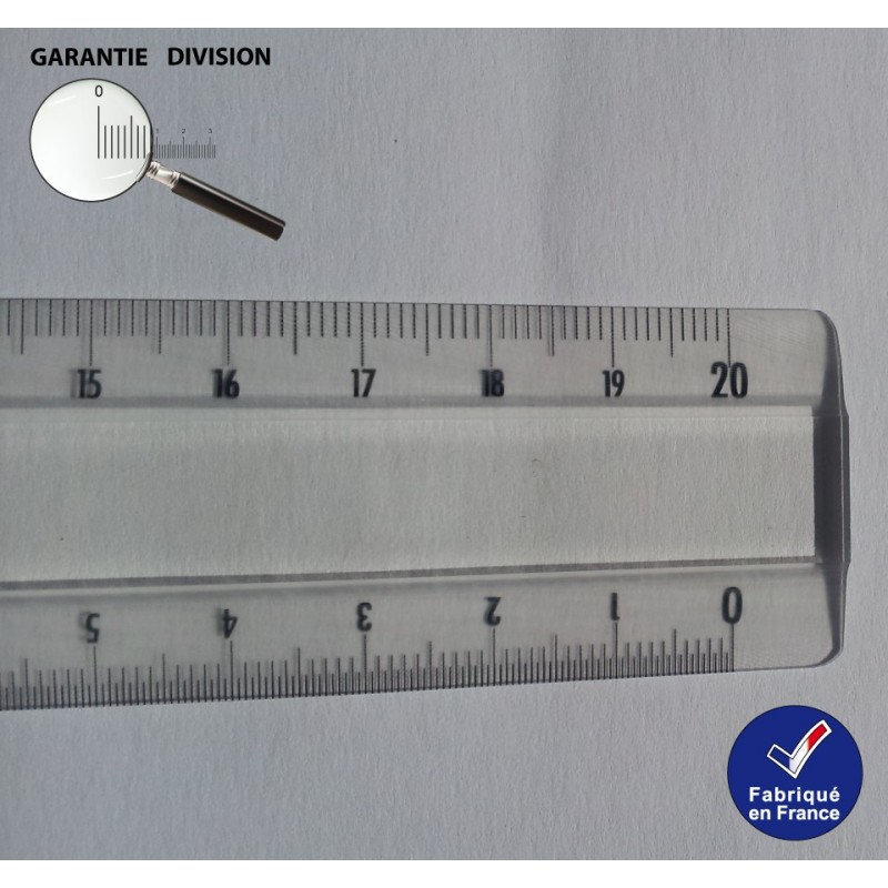 Règle 20 cm, Double décimètre en Plexi - RTS Règle 20 cm, Double décimètre en Plexi - RTS