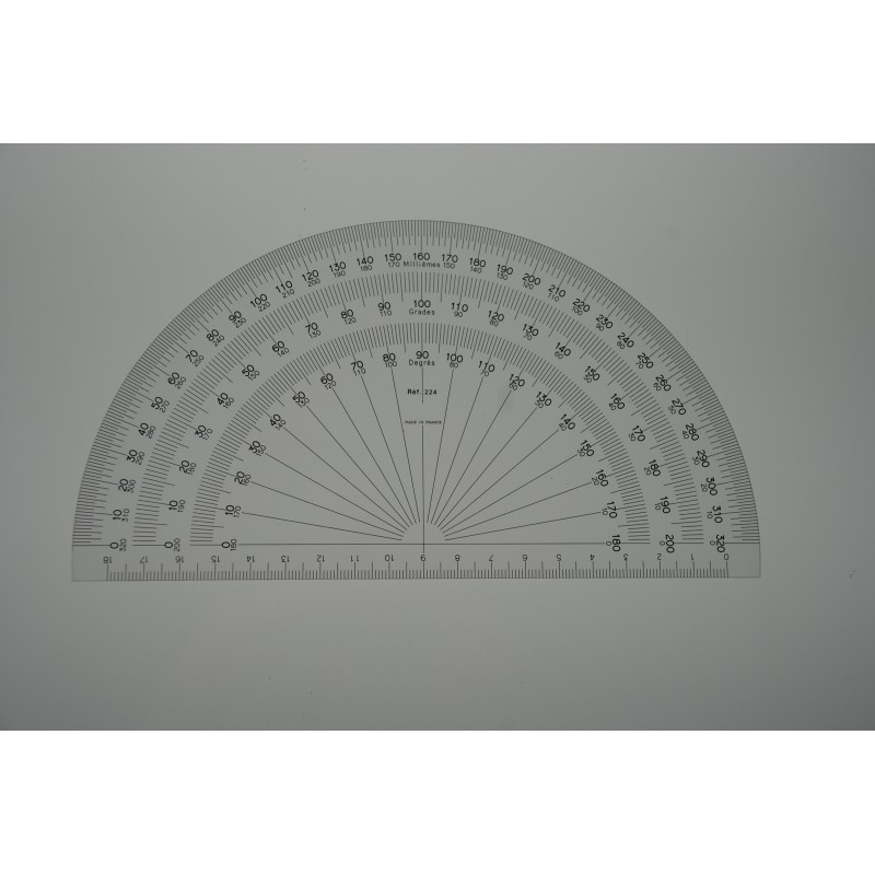 Rapporteur 20 cm demi circulaire 3 mesures RTS
